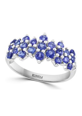 Effy® 1/10 ct. t.w. Diamond, 1 ct. t.w. Tanzanite Ring in Sterling ...