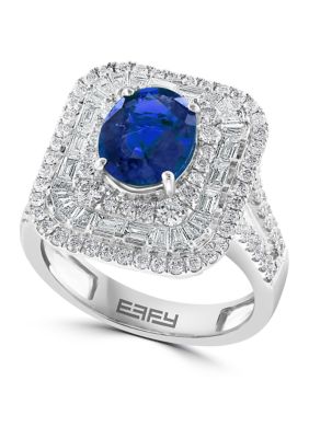 Effy® 14K White Gold Diamond and Natural Sapphire Ring | belk
