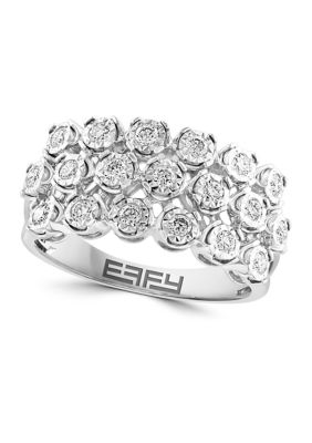 Effy® 1/2 ct. t.w. Miracle Set Diamond 3 Row Ring in 14K White Gold | belk