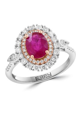 Effy® 5/8 ct. t.w. Diamond, 1.42 ct. t.w. Natural Ruby Ring in 14K ...