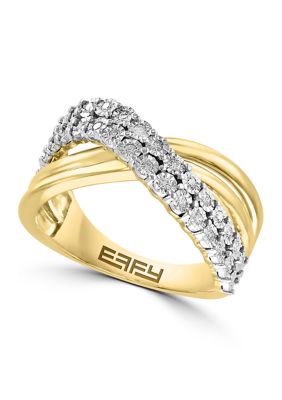 Effy® Sterling Silver/14K Gold-Plated Diamond Ring | belk