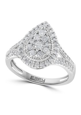 Effy® 5/8 ct. t.w. Diamond Miracle Set Cluster Ring in Sterling Silver ...