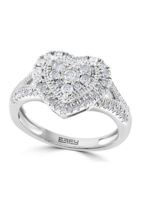 Effy® Sterling Silver 5/8 ct. t.w. Diamond Heart Ring | belk