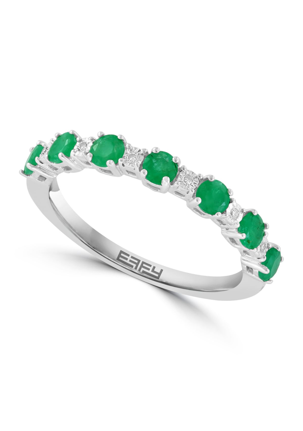 Effy® Diamond and Emerald Ring in Sterling Silver | Belk