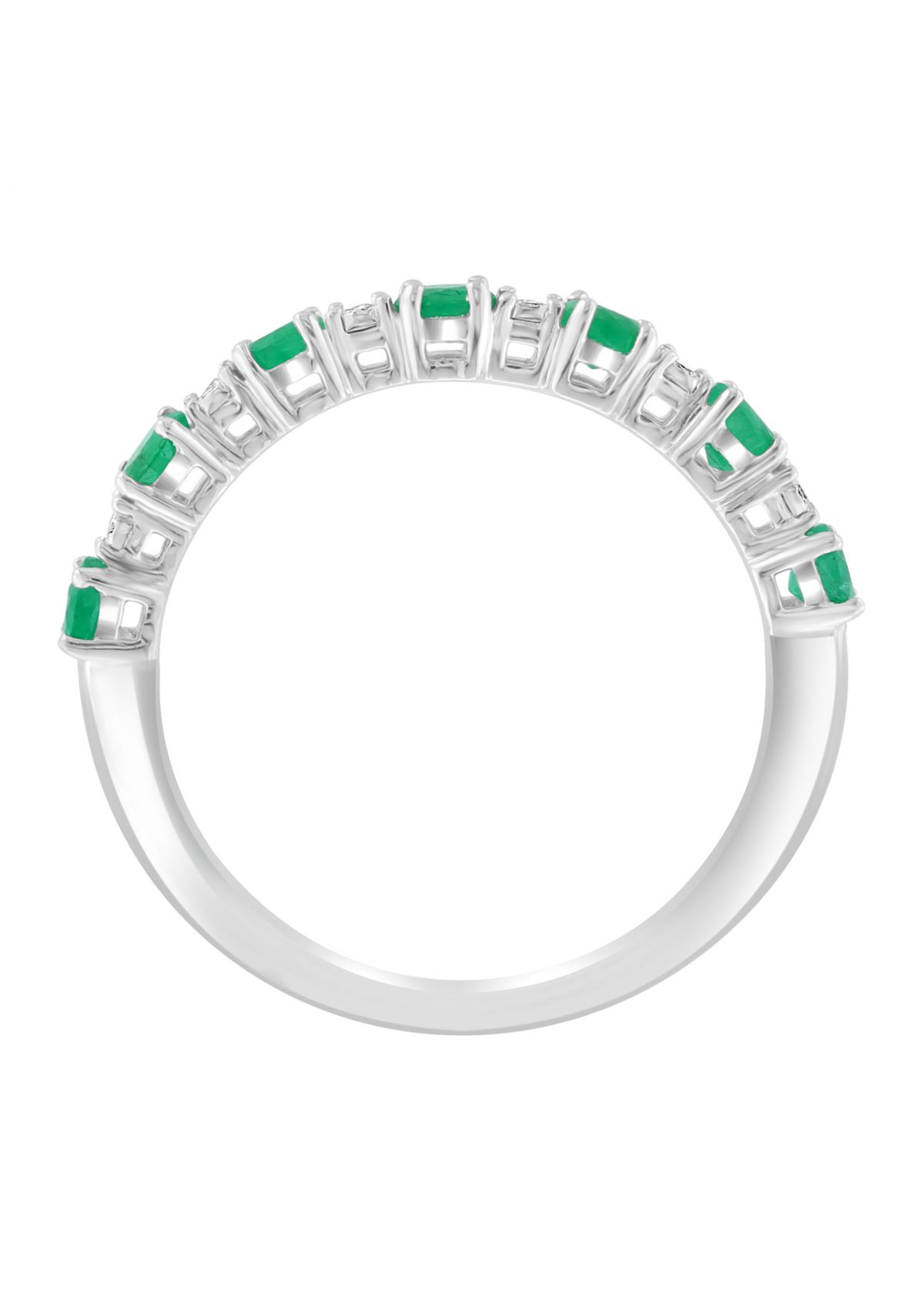 Effy® Diamond and Emerald Ring in Sterling Silver | Belk
