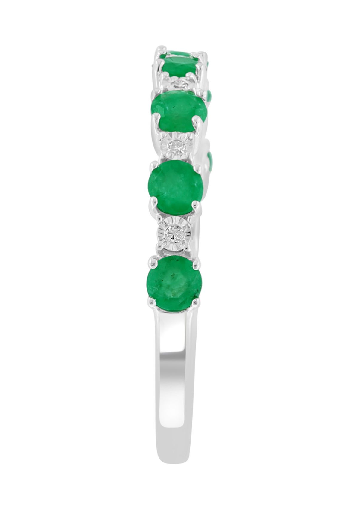 Effy® Diamond and Emerald Ring in Sterling Silver | Belk