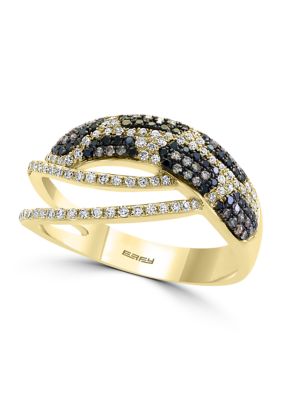 Effy® 14K Yellow Gold 1/2 ct. t.w. Black Diamond and Espresso Diamond ...