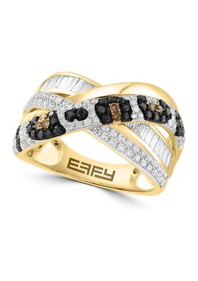 Effy® 14K Yellow Gold 1/2 ct. t.w. Black Diamond and Espresso Diamond ...
