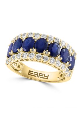 Effy® Diamond, Sapphire and White Sapphire Ring in 14K Yellow Gold | belk