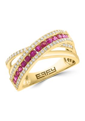 Effy® 14K Rose Gold Diamond Ruby Ring | belk