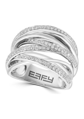 Effy® 1/2 ct. t.w. Diamond Criss Cross Ring in Sterling Silver | belk