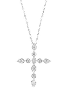Effy® 5/8 ct. t.w. Diamond Cross Necklace in 14K White Gold | Belk