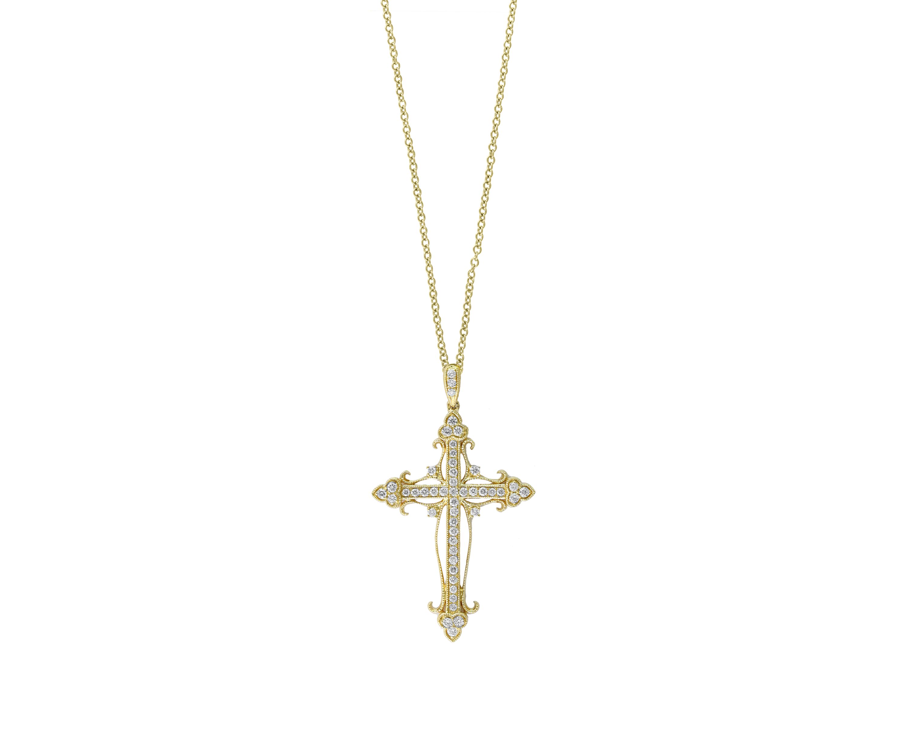 Effy® 1/3 ct. t.w. Diamond Cross Necklace in 14k Yellow Gold | Belk