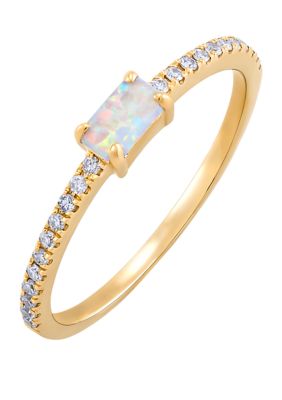 Belk & Co. Opal & Diamond Ring in 10K Yellow Gold | belk