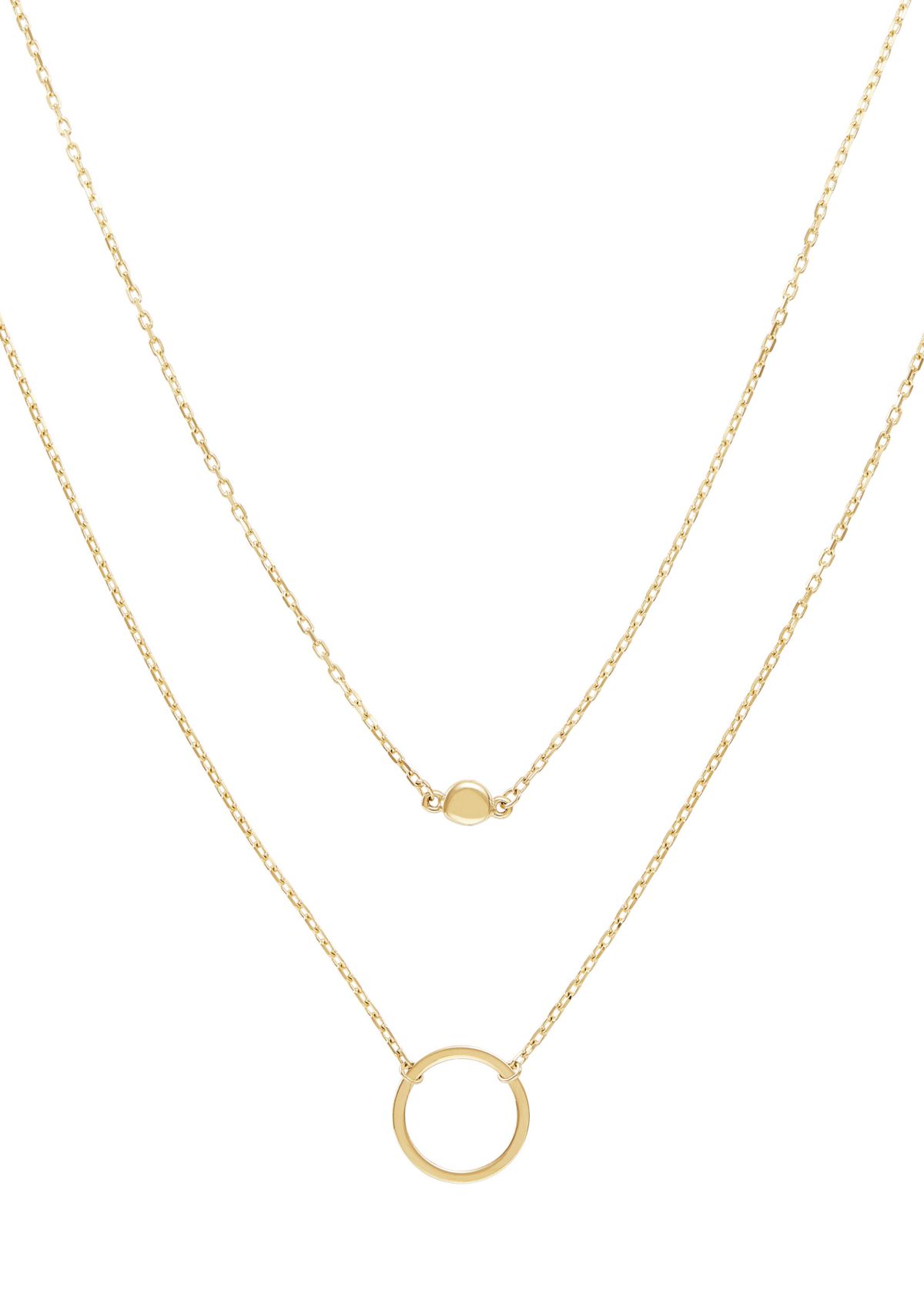 Belk & Co. 14K Yellow Gold Disk and Open Tube Layer Necklace | Belk