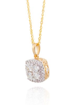 Belk & Co. Diamond Square Cluster Pendant in 14K Yellow Gold | belk