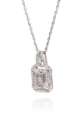 Belk & Co. 0.33 ct. t.w. Diamond Square Cluster Pendant in 10k White ...