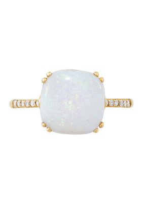Belk & Co. Opal & Diamond Ring in 10K Yellow Gold | belk