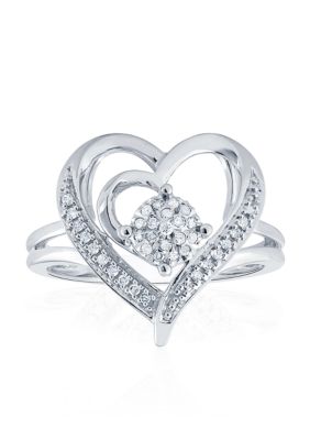Belk & Co. 1/10 ct. t.w. Diamond Heart Ring in Sterling Silver | belk