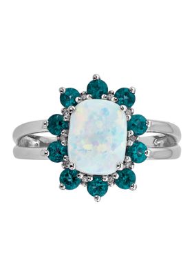 Belk & Co. 1 ct. t.w. Created Opal with 1/8 ct. t.w. Diamond Ring in ...