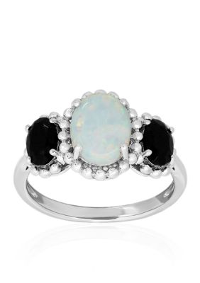 Belk & Co. Created Opal and Onyx Ring in Sterling Silver | belk