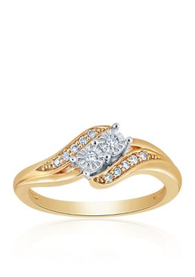 Belk & Co. 0.478 ct. t.w. Diamond Ring in 18k Yellow Gold Plated Silver ...