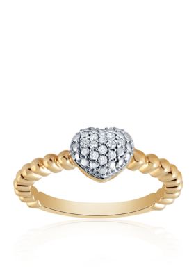 Belk & Co. 7/8 ct. t.w. Diamond Beaded Heart Ring in Gold Plated ...
