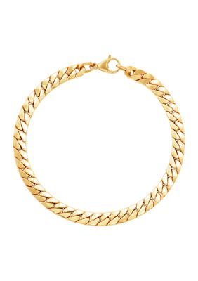Belk & Co. Flat Wire Cuban Chain Bacelet in 10K Yellow Gold | belk
