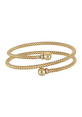 Belk & Co. Hollow Popcorn Bypass Bangle Bracelet in 10K Yellow Gold | belk