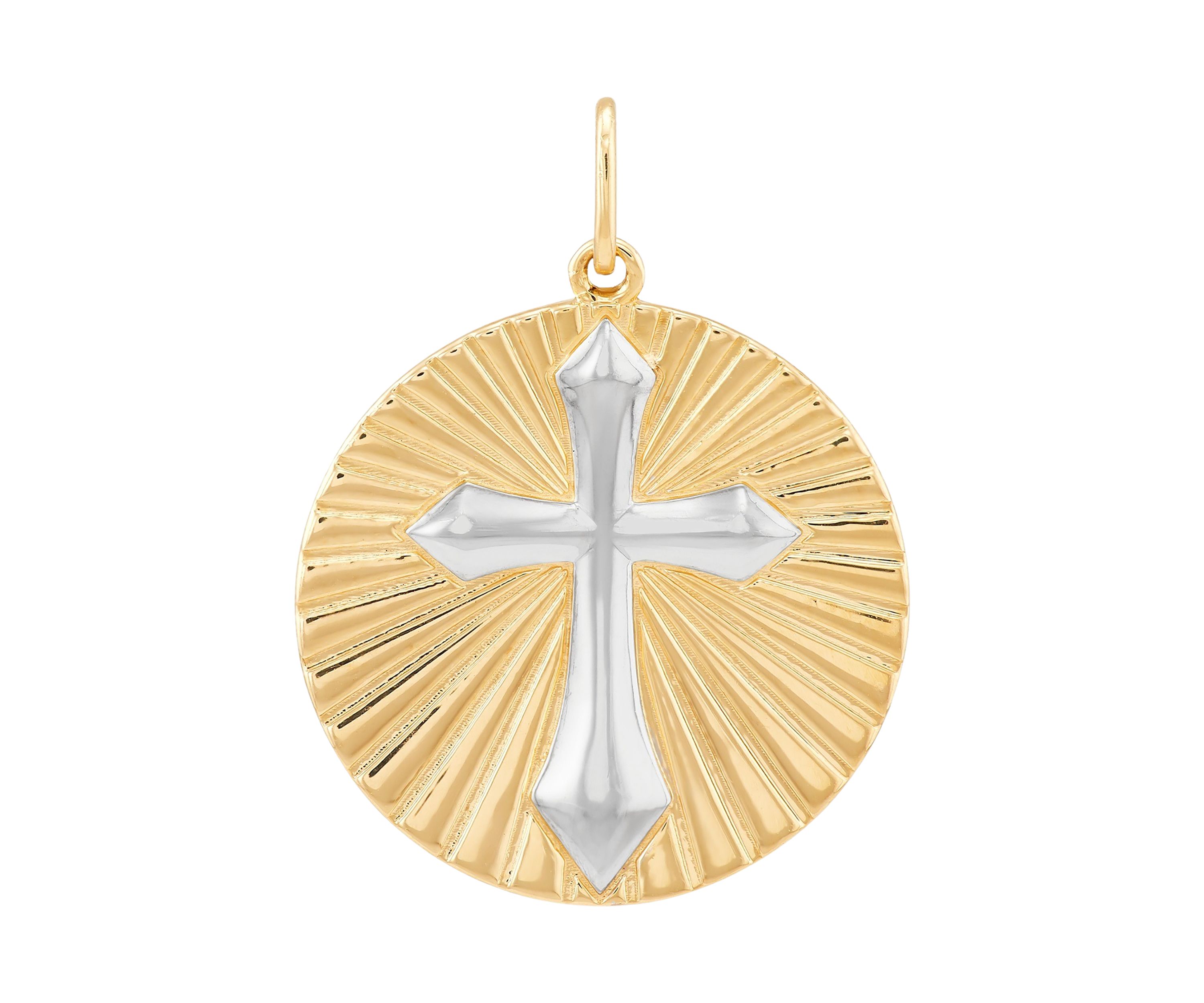 Belk & Co. 18 Millimeter Coin Cross Pendant in 10K Yellow Gold | Belk