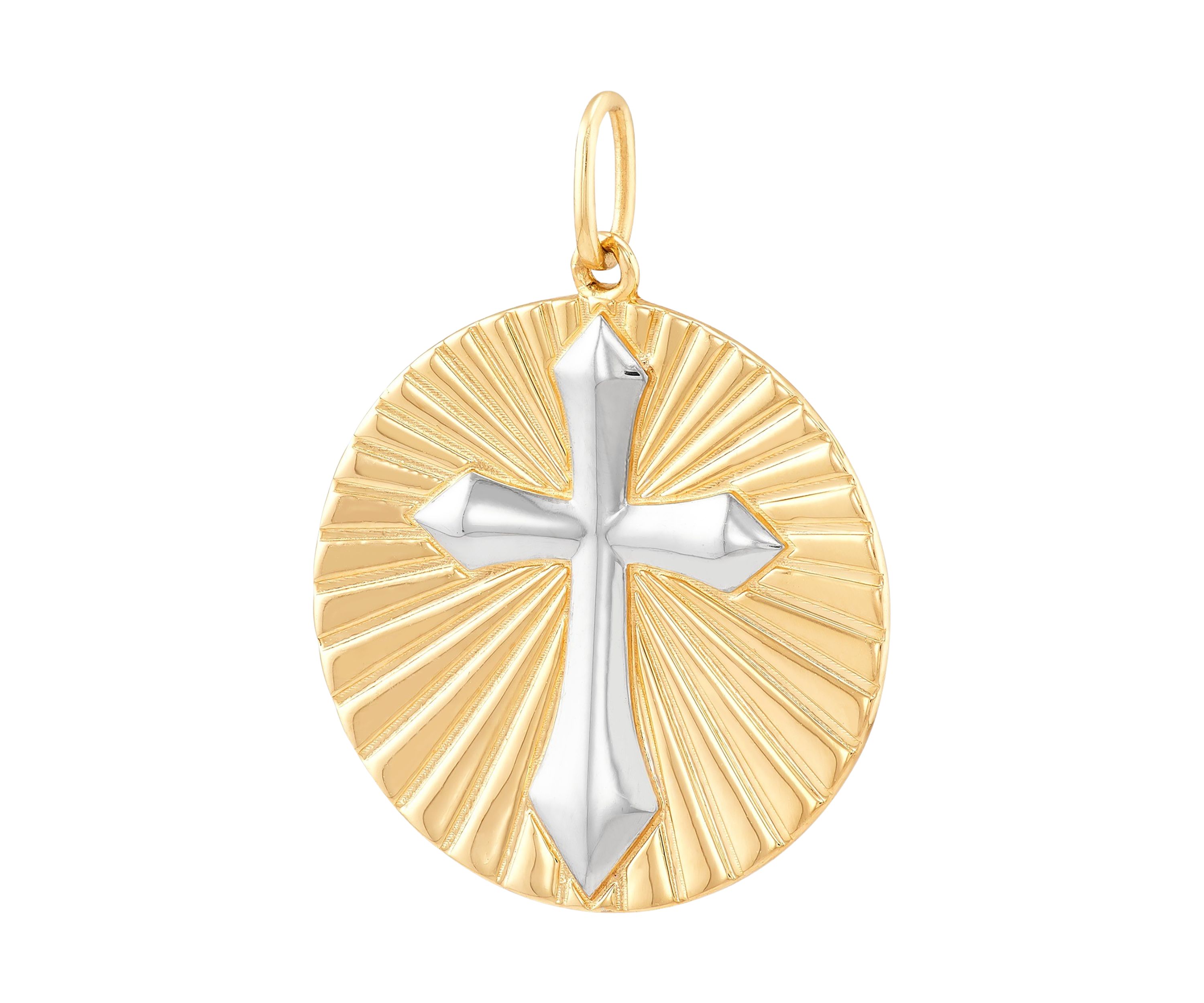 Belk & Co. 18 Millimeter Coin Cross Pendant in 10K Yellow Gold | Belk
