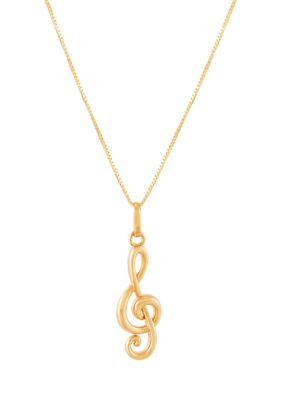 Belk & Co. Music Note Pendant with 18" Box Chain in 10K Yellow Gold | Belk