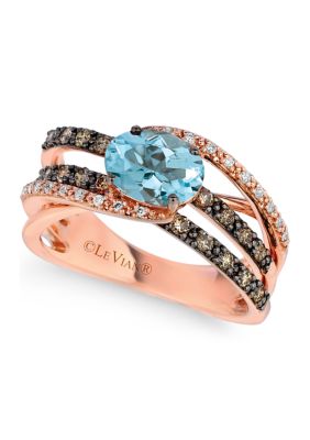 Le Vian® Peach Morganite™ with Sea Blue Aquamarine®, Vanilla Diamonds ...