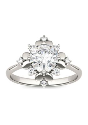 Charles & Colvard 1/10 ct. t.w. Lab Created Moissanite Three Stone Ring ...