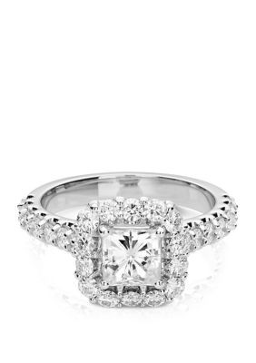 Charles & Colvard 1/10 ct. t.w. Lab Created Moissanite Three Stone Ring ...