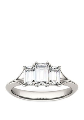 Charles & Colvard 1/10 ct. t.w. Lab Created Moissanite Three Stone Ring ...