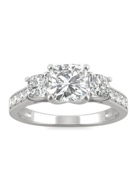 Charles & Colvard 1/10 ct. t.w. Lab Created Moissanite Three Stone Ring ...