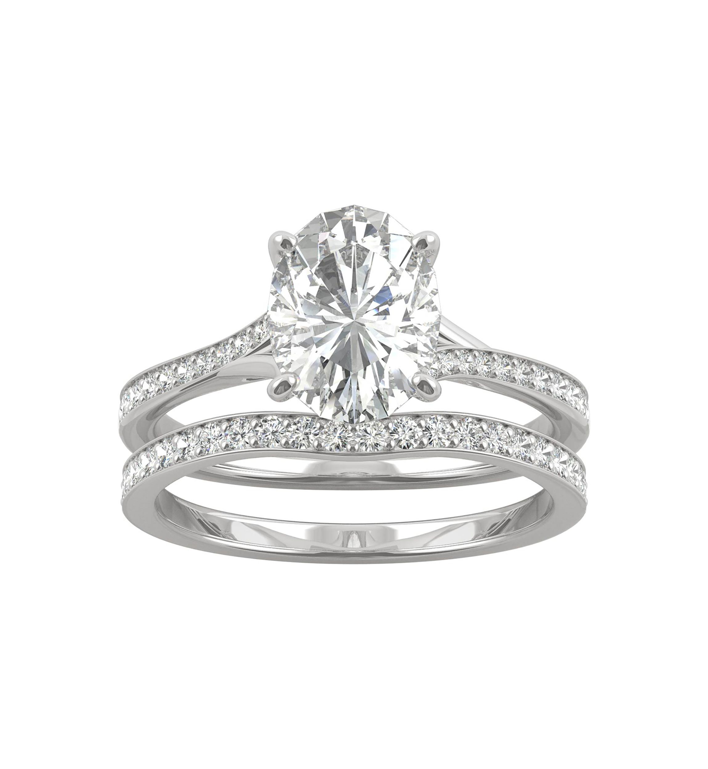 Charles & Colvard 3/8 ct. t.w. Lab Created Moissanite Oval Bridal Set ...