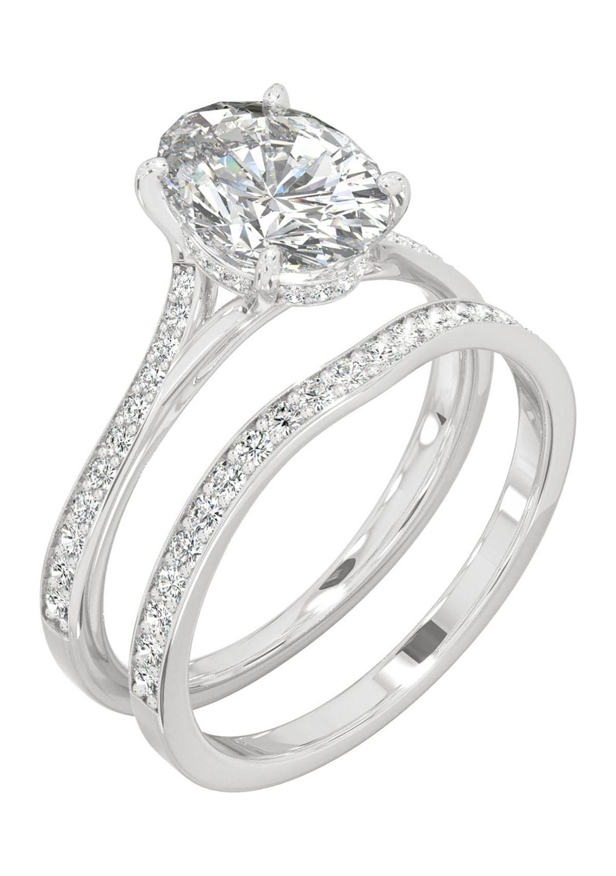 Charles & Colvard 3/8 ct. t.w. Lab Created Moissanite Oval Bridal Set ...