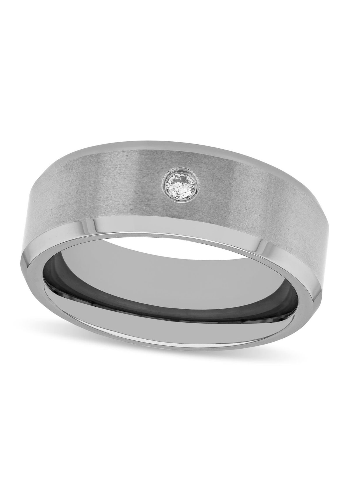 Belk & Co. 0.05 c.t. Diamond 8mm Beveled Band in Tungsten | Belk