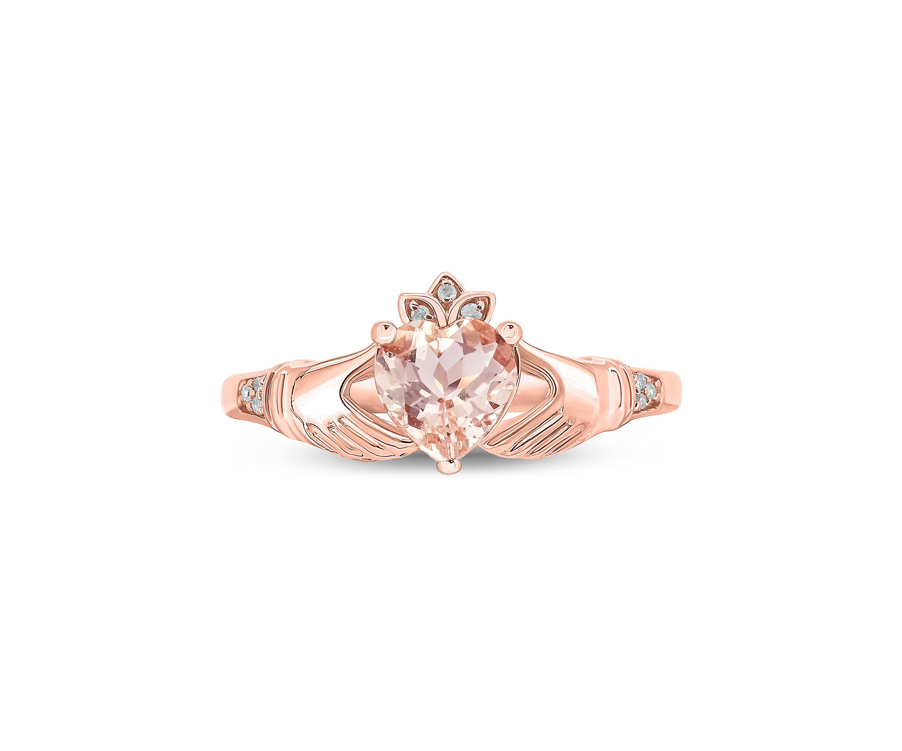 Belk & Co. 1/10 ct. t.w. White Diamond Morganite Promise Rings in Rose ...