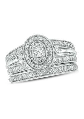 Belk & Co. 3/8 ct. t.w. Diamond Bridal Ring in Sterling Silver | belk