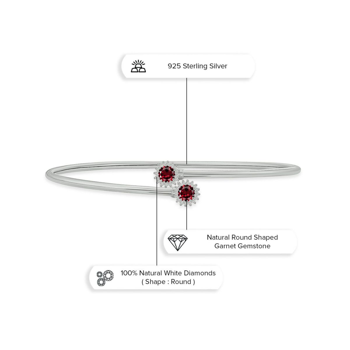 Belk & Co. 1/10 ct. t.w. Diamond & Garnet Flex Bangle In Sterling ...