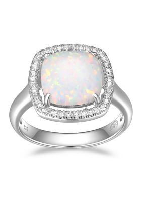 Belk & Co. Freshwater Pearl and Created Opal with Sapphire Halo Ring in ...