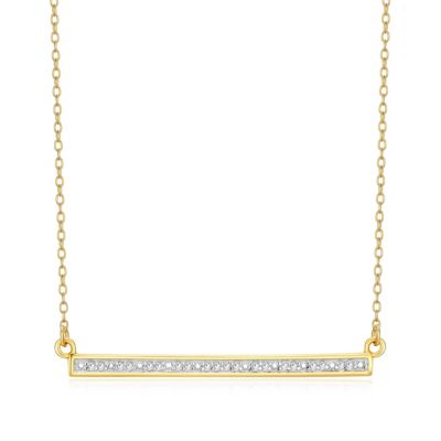 Aurealis 1/10 cttw Diamond Horizontal Bar Necklace in 18k Yellow Gold ...