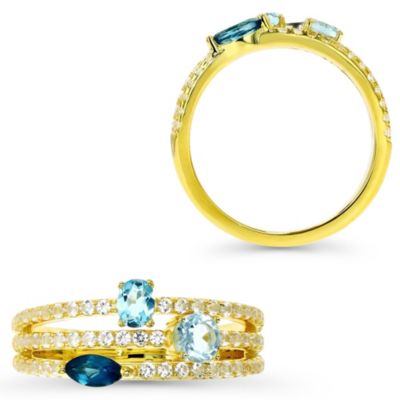 LULEA Sterling Silver Yellow Triple Row Swiss and London Blue Topaz ...
