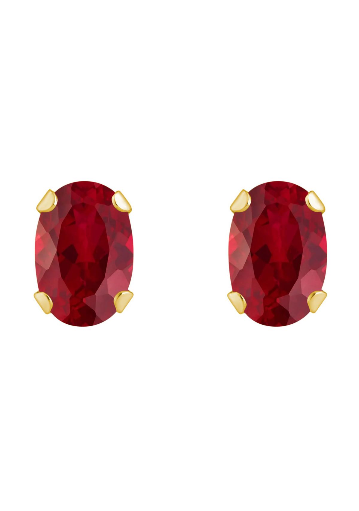 Belk & Co. Lab Created 10K Gold 6x4mm Oval Created Ruby Stud Earrings ...