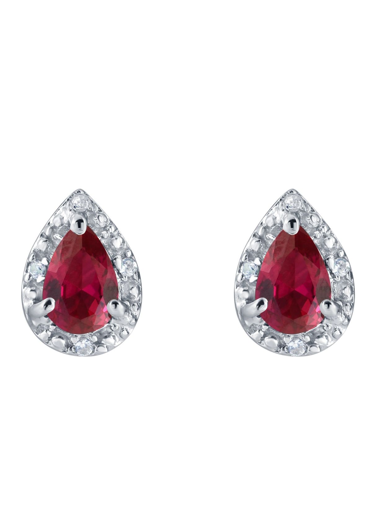Belk & Co. Lab Created Sterling Silver 6x4mm Pear Shape Created Ruby ...