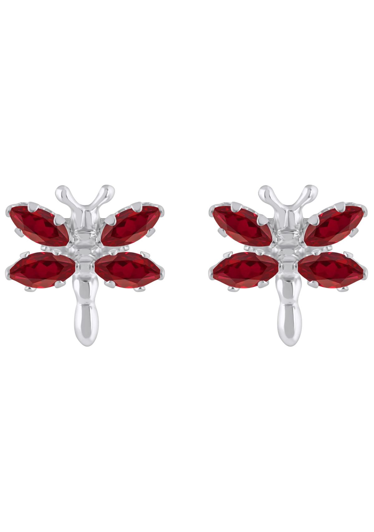 Belk & Co. Lab Created Sterling Silver Created Ruby Dragonfly Stud ...