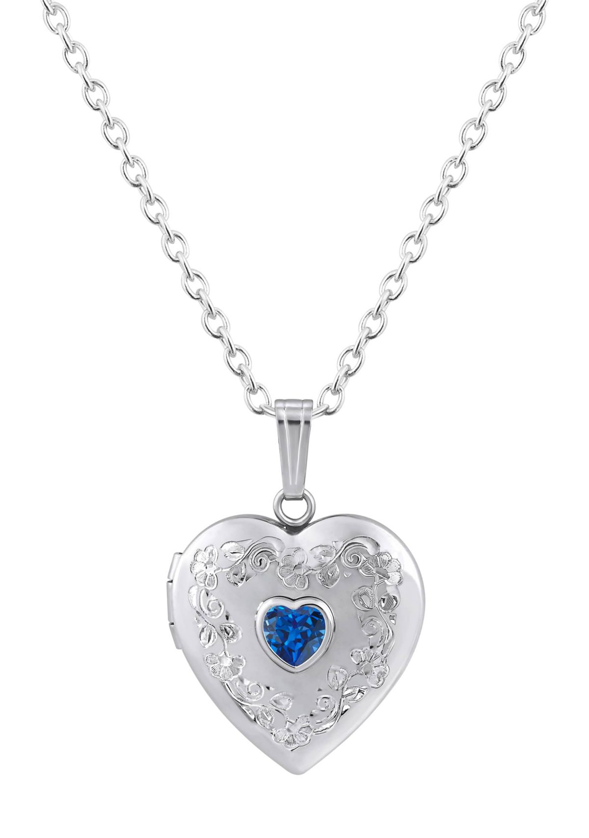 Belk & Co. Lab Created Sterling Silver 5mm Heart Shape Created Sapphire ...